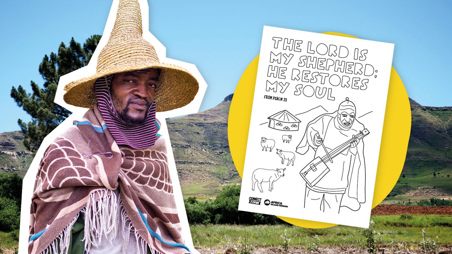 Lesotho shepherds colouring sheet - Africa Inland Mission (Europe)