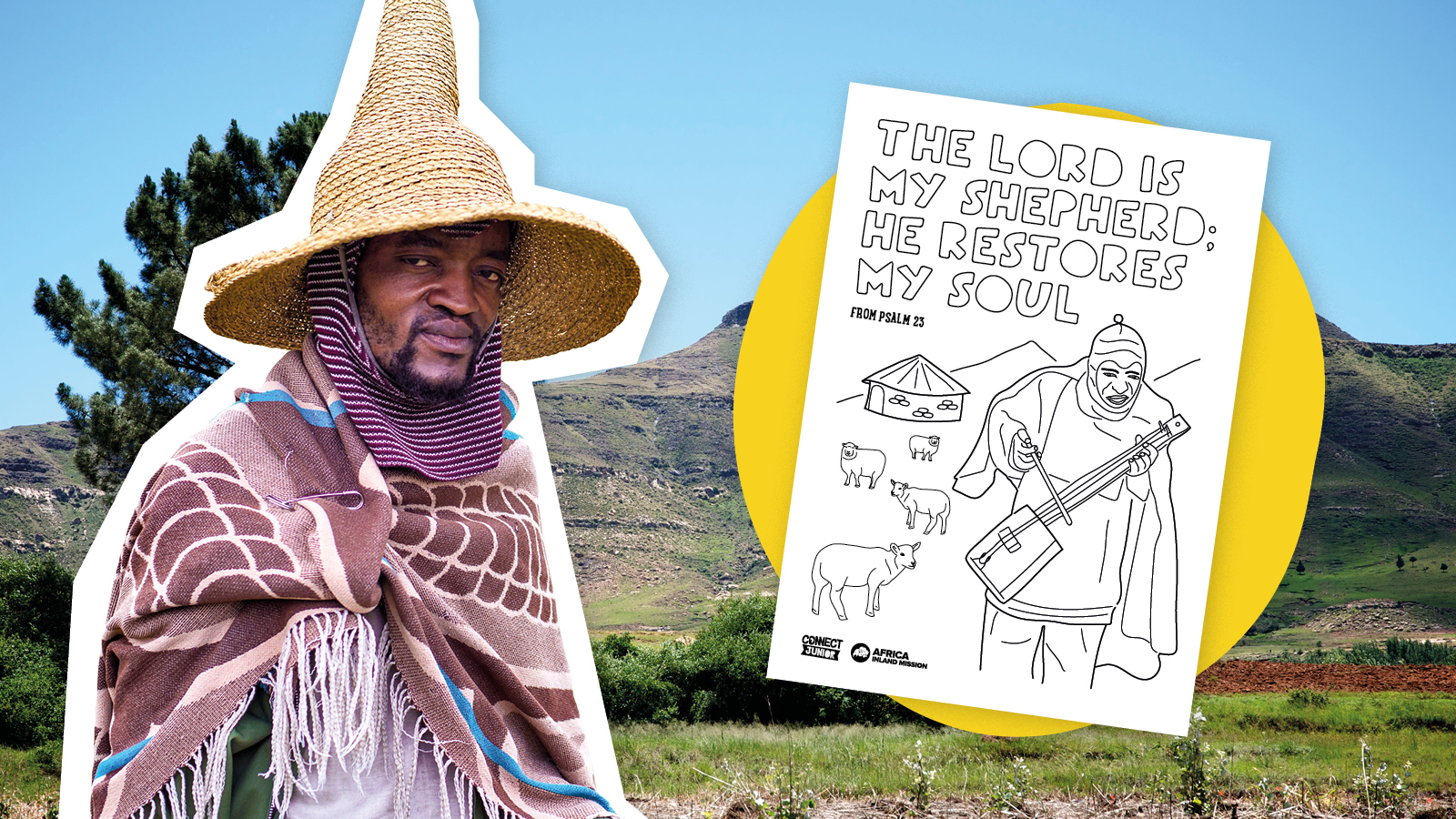 Lesotho shepherds colouring sheet - Africa Inland Mission (Europe)